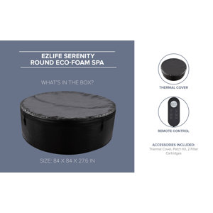 EZLIFE Alba 6 Person Round Foam Spa Hot Tub 110v w/ Exterior Textilene and Eco Foam Wall 100 ...